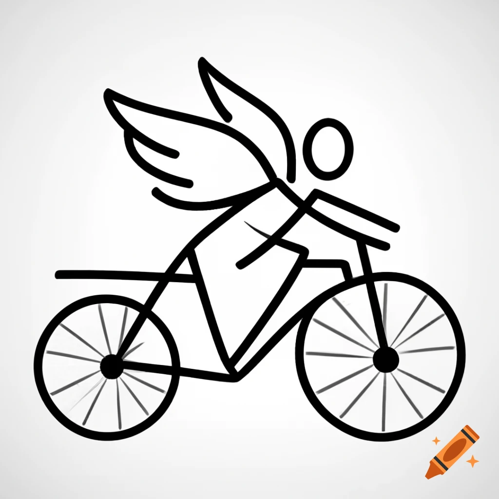 Picasso-style depiction of an angel riding a bicycle on Craiyon
