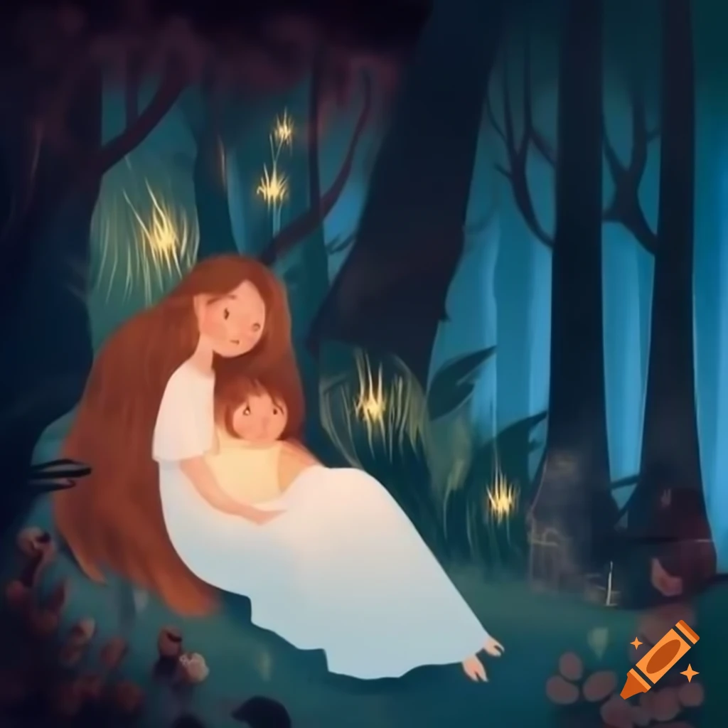 2D flat art illustration of a mother with brown hair holding her infant ...