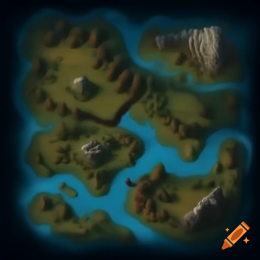 High-definition game map featuring a fantastical landscape with rugged ...