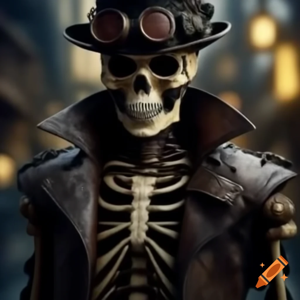 Steampunk-inspired skeleton design on Craiyon