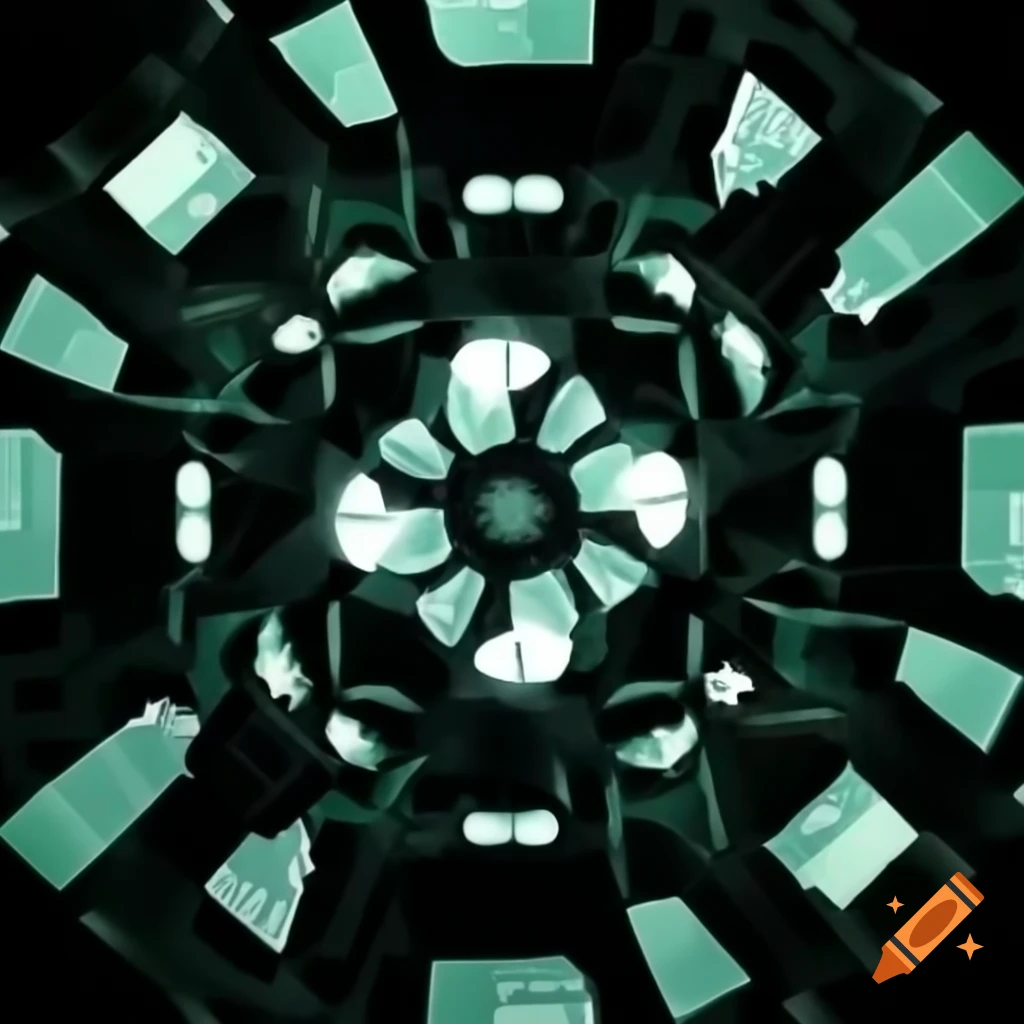 Futuristic architectural drawing featuring jumbo Rubik's cubes in ...