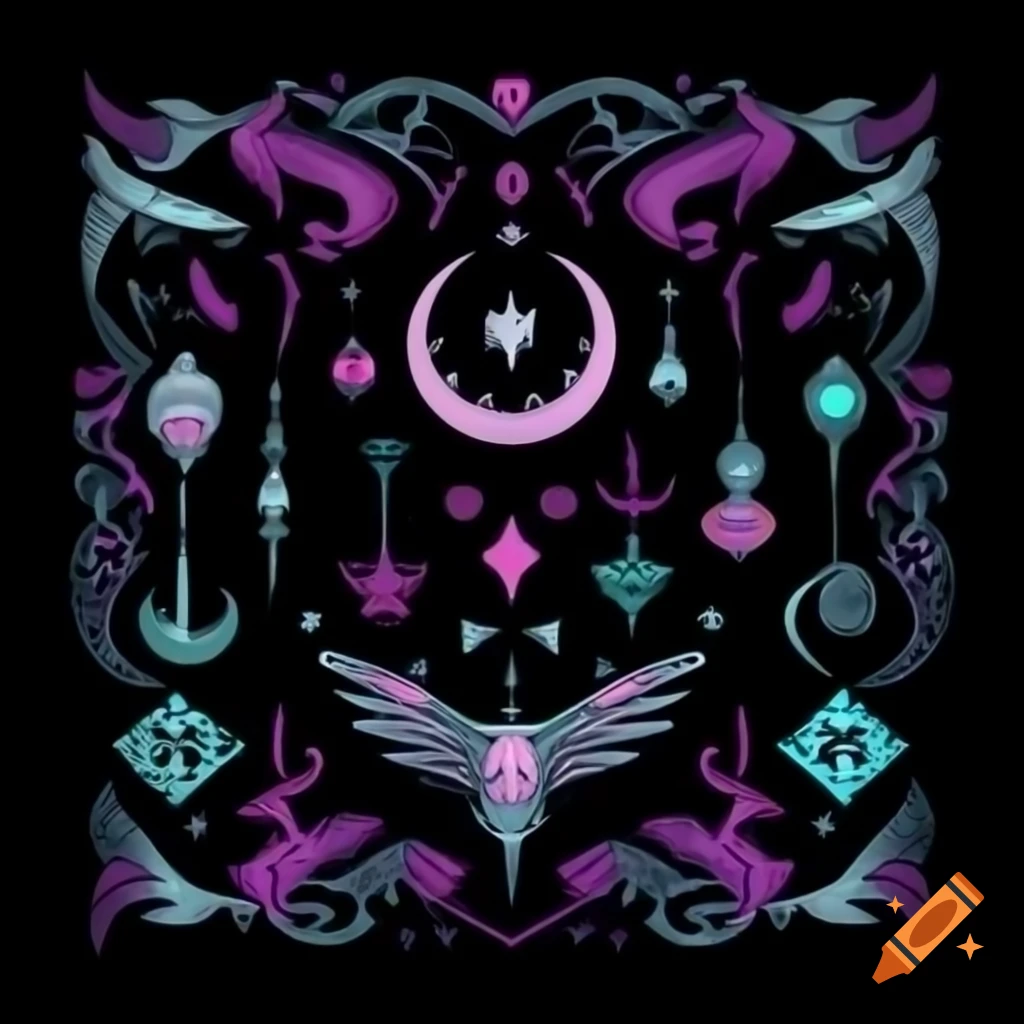 Whimsigothic Revival design with mystical symbols and deep colors on ...