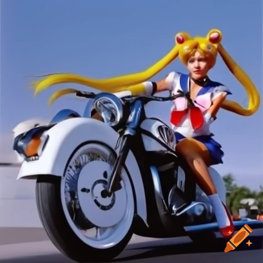 Sailor moon themed yamaha motorcycle with ejs initials on Craiyon