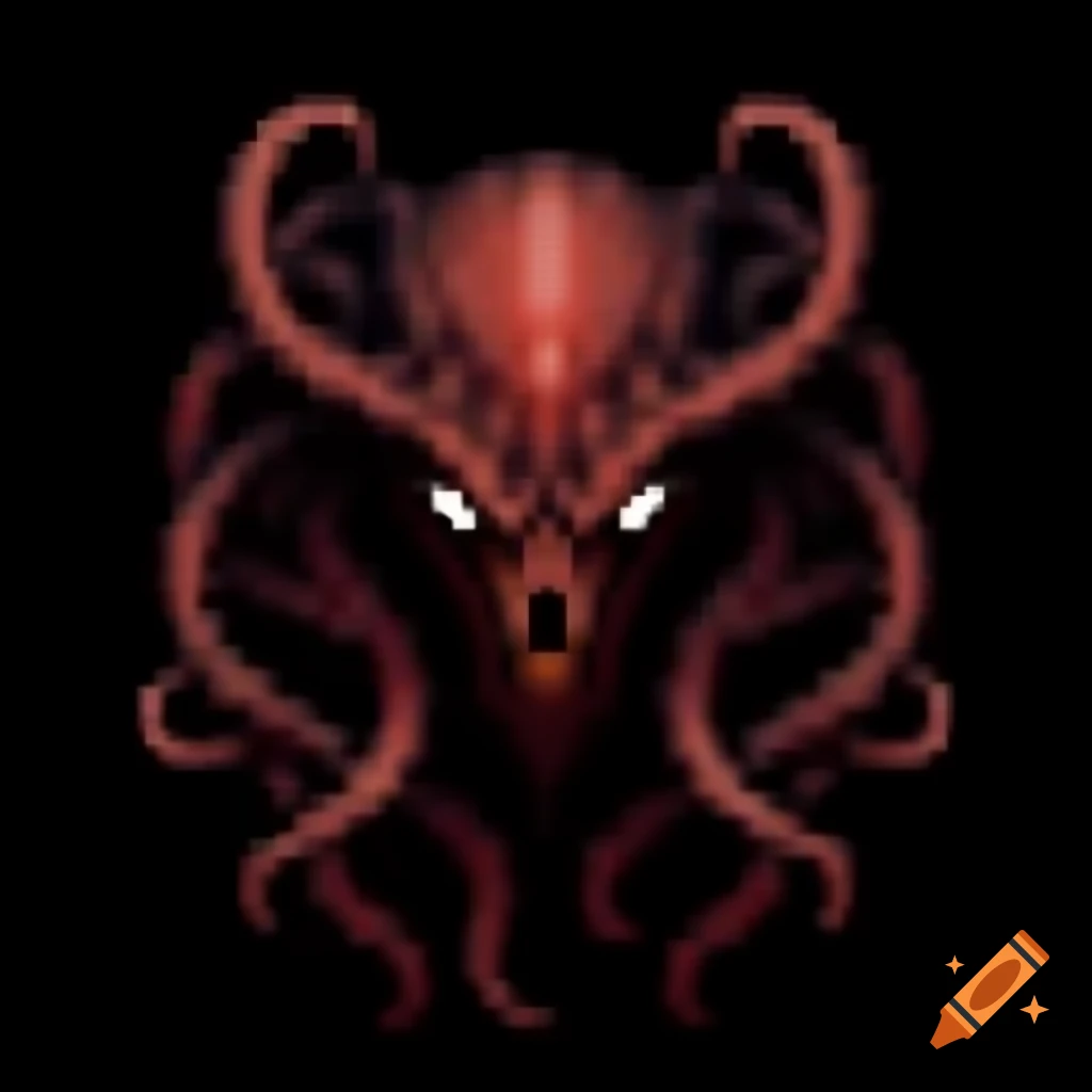 Minecraft-style logo with Lovecraftian twist, creepy pixelated design ...