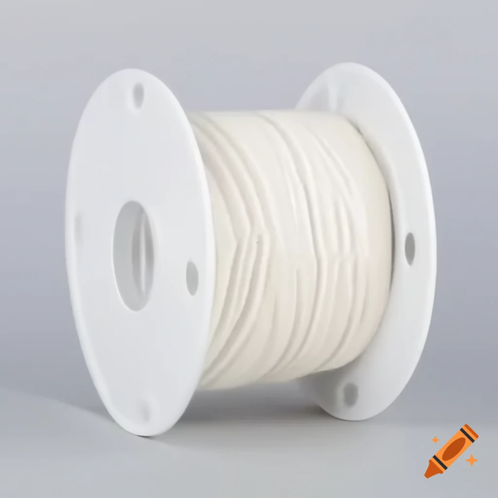 Square spool of white gland packing rope on Craiyon