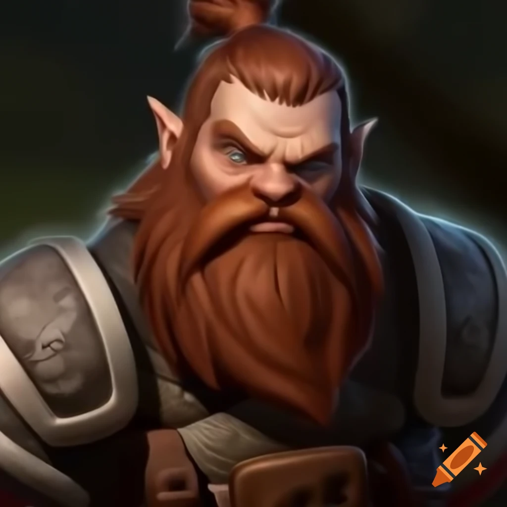 Rugged young dwarf character with beard and Mohawk in video game style ...