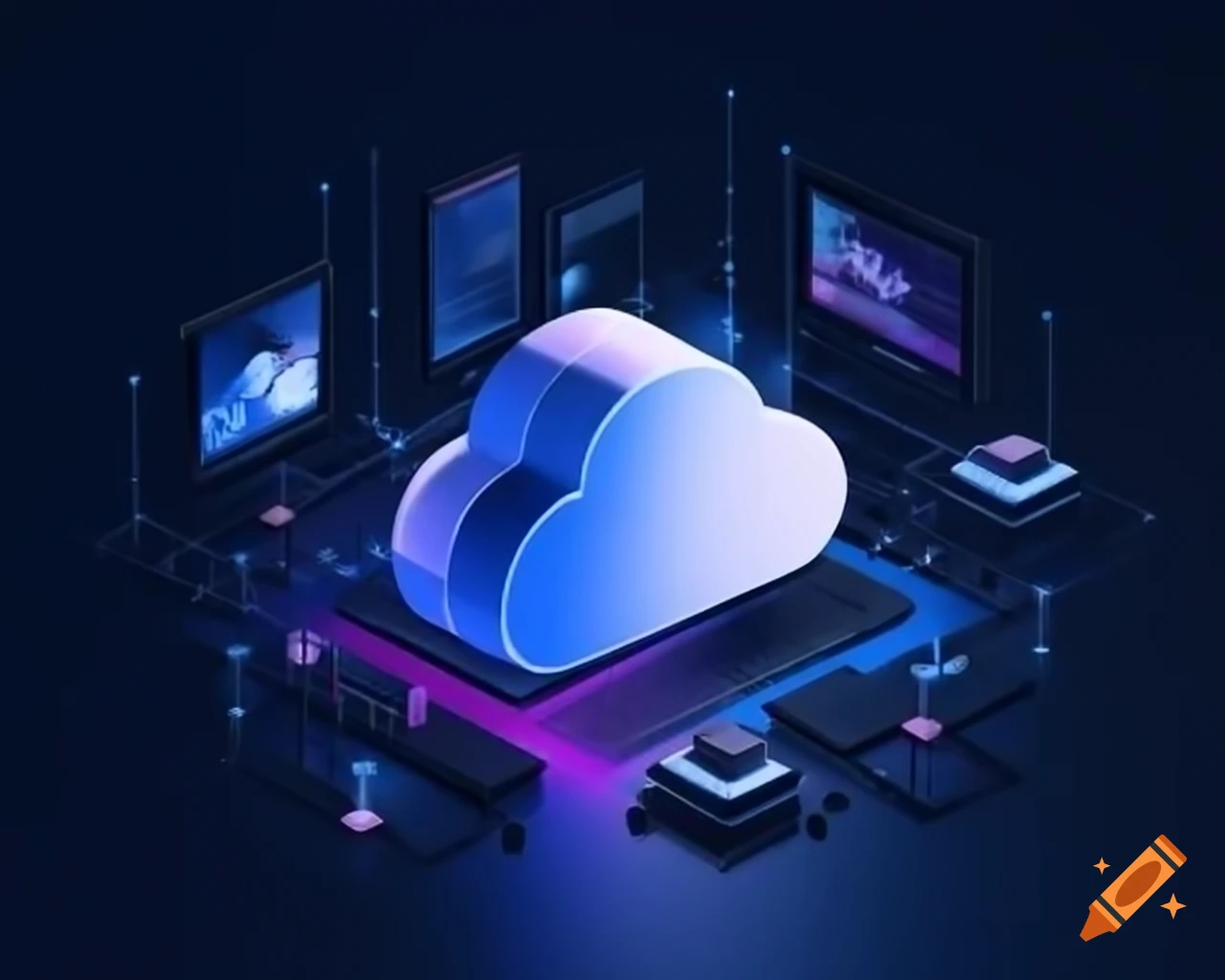 Cloud computing and DevOps theme for LinkedIn cover photo on Craiyon