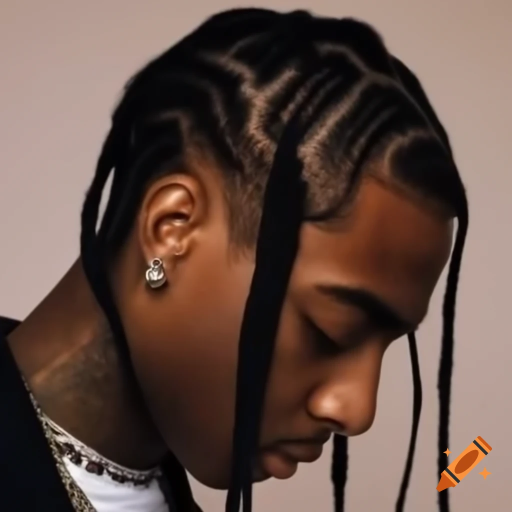 Male rapper with black braids and faded hairstyle on Craiyon