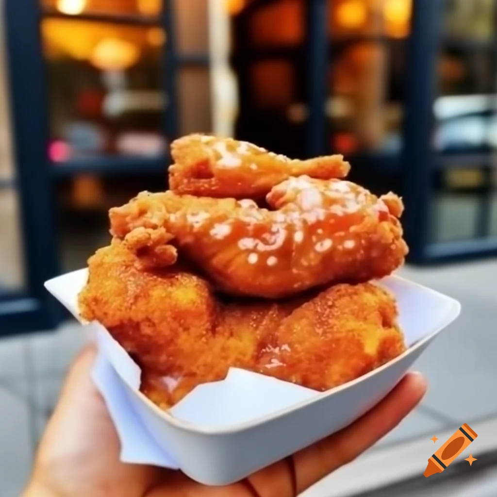 Juicy boneless fried chicken with mayo glaze, crispy and tender on Craiyon