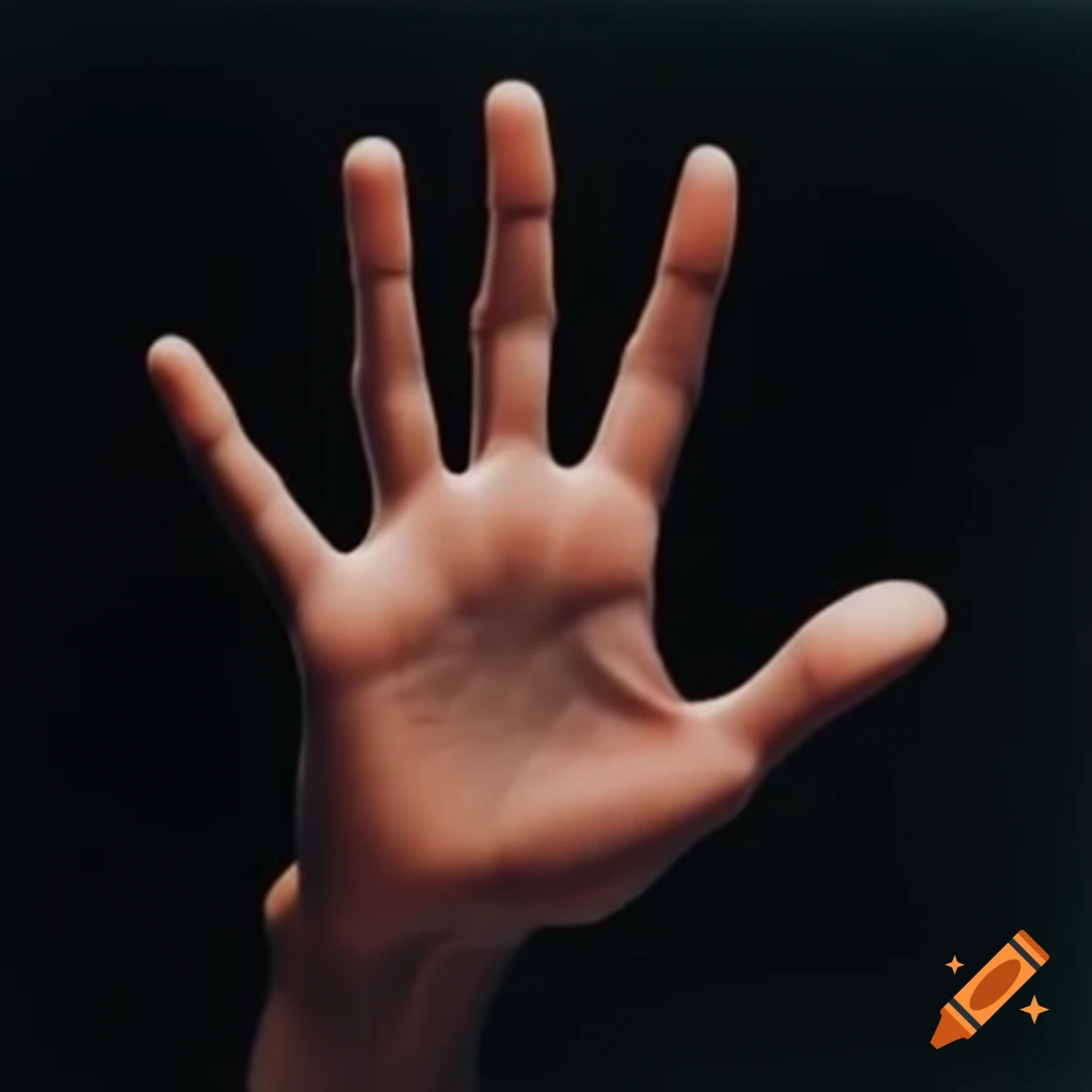 Detailed depiction of a human right hand, palm down on Craiyon