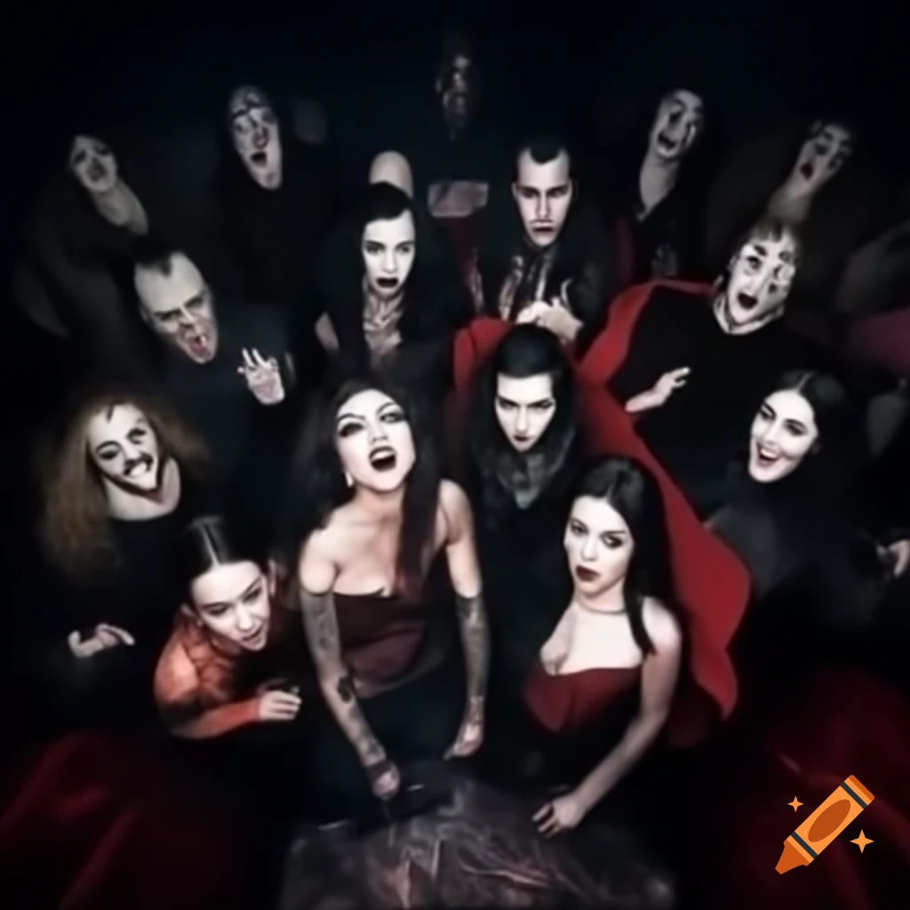 Seven female vampires and one male vampire performing mesmerizing music ...
