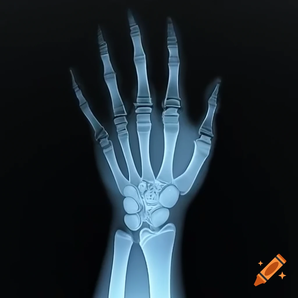 Realistic x-ray image of a whole hand on Craiyon