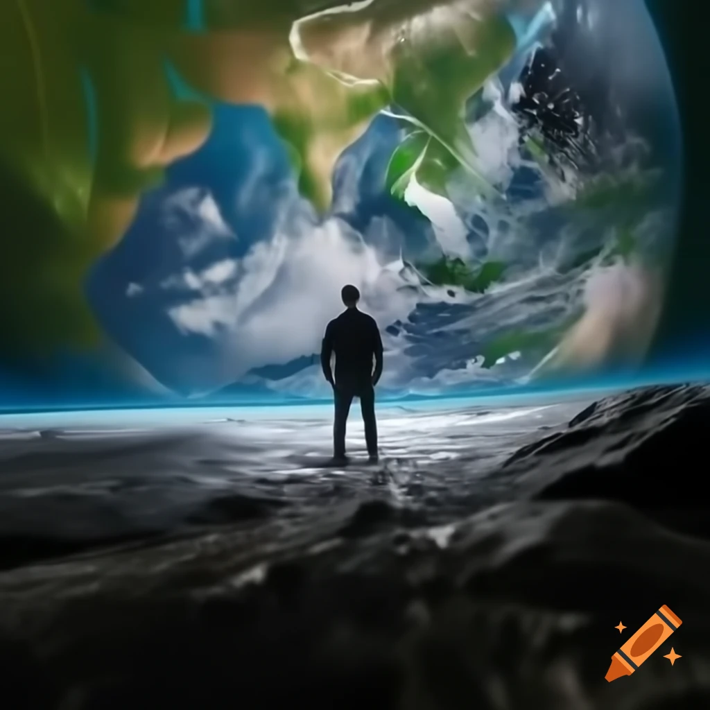 Small man representing greed standing on earth on Craiyon