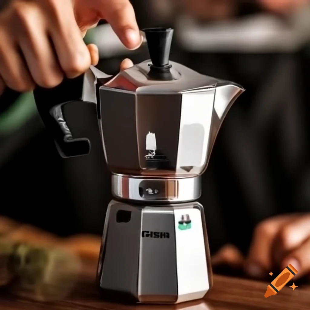 Moka press coffee pot from ferdi highstar set on Craiyon