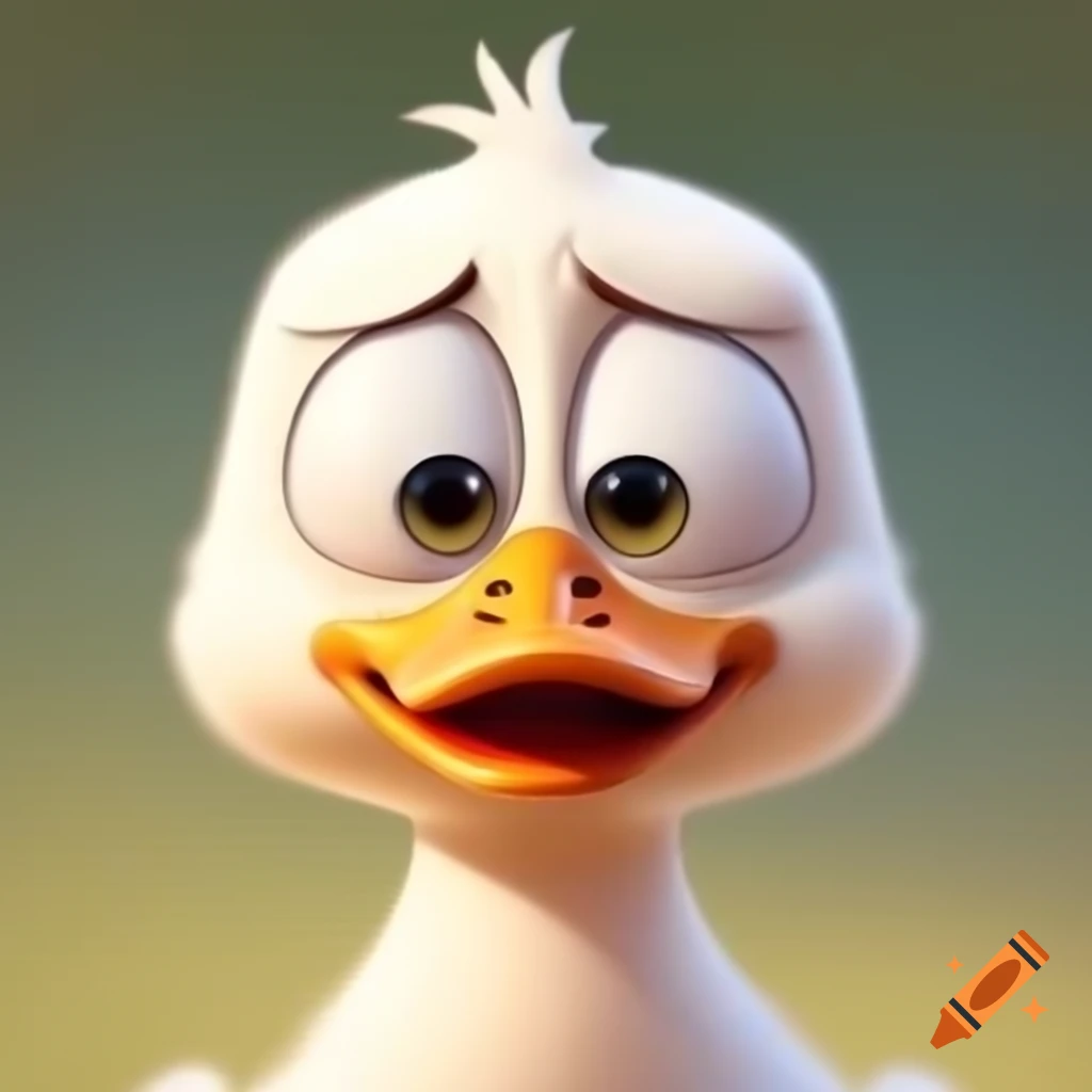 Confused cartoon duck with raised eyebrow on Craiyon