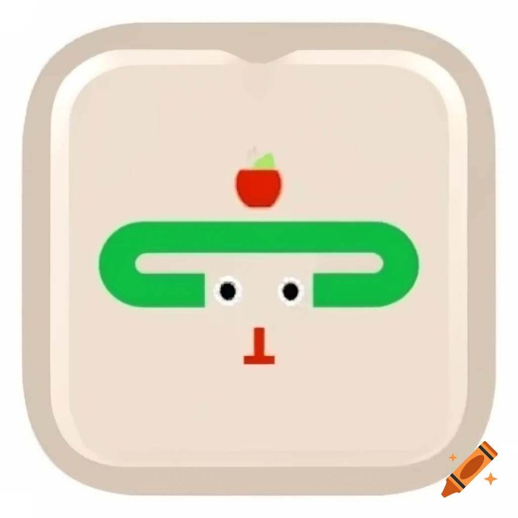 Minimalist snake game icon featuring a verdant serpent and red apple on ...