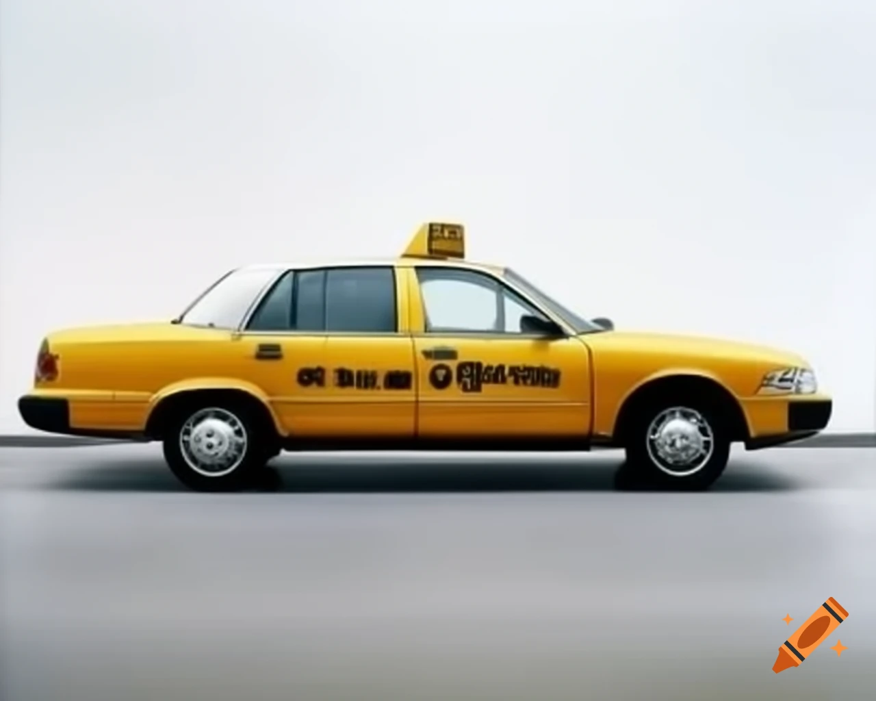 Full size normal taxi side profile with plain white background on Craiyon
