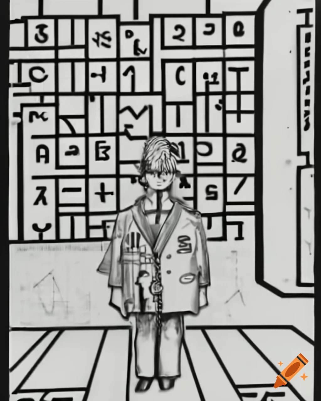 David Hilbert in Keith Haring designed building with equations and ...