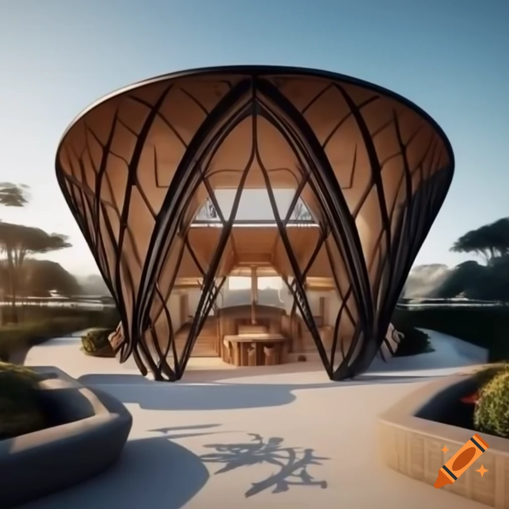 Luxury cafe designed as a coffee cup with detailed architectural ...