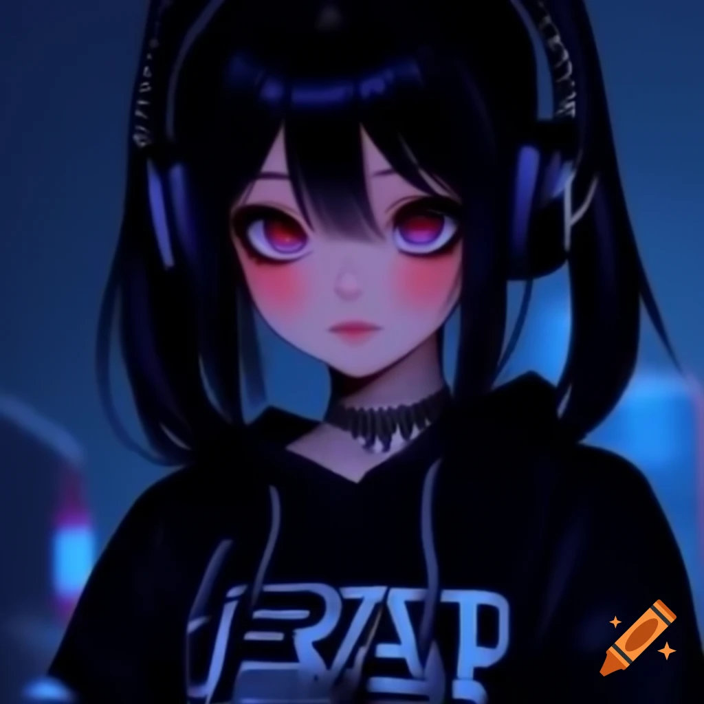 Friendly young woman with scene/emo style as a gamer on Craiyon