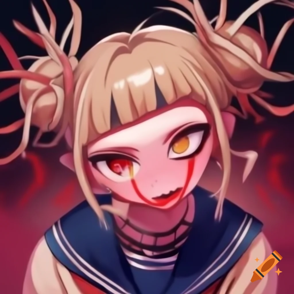 Stylized anime girl Himiko Toga depicted as a monster on Craiyon