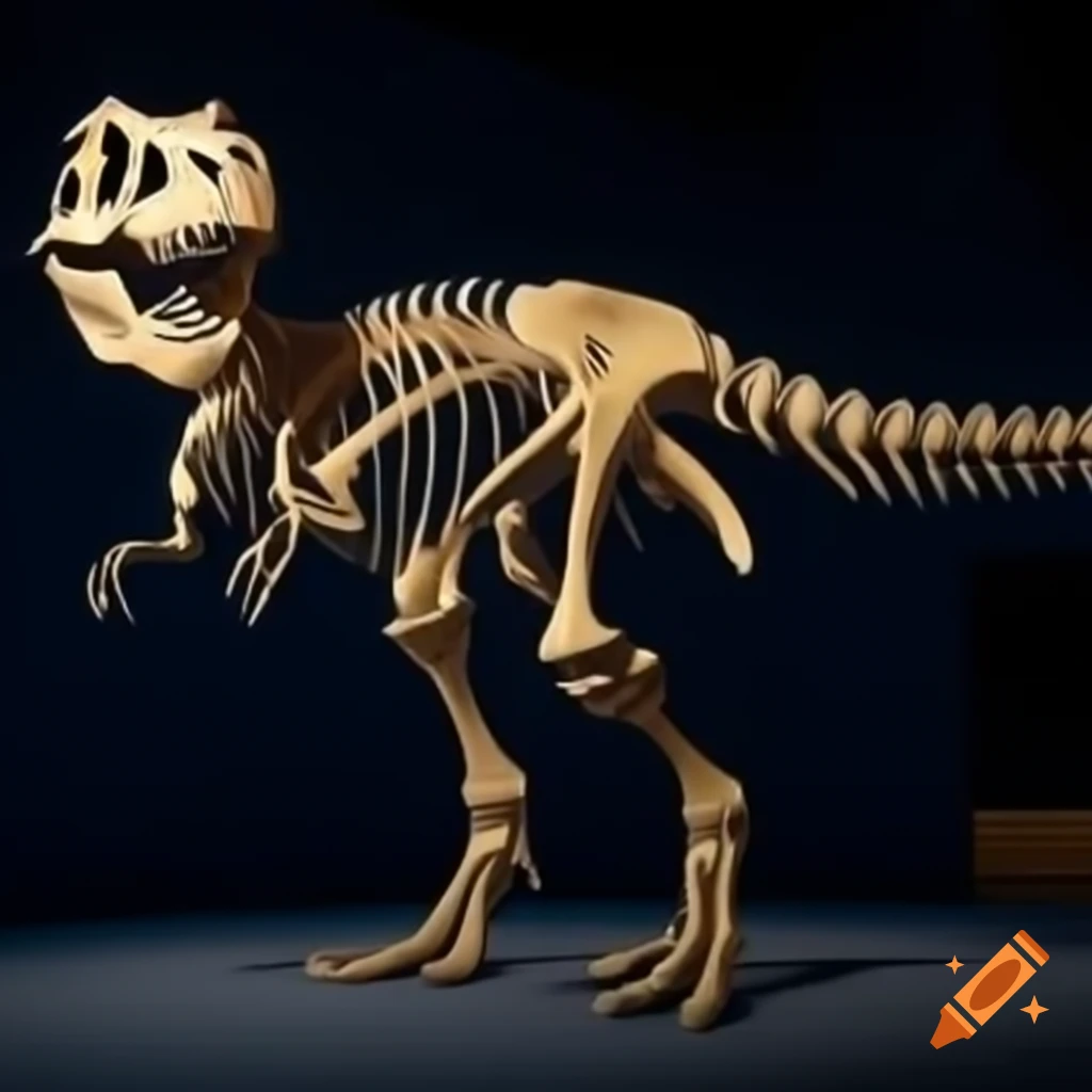 Cartoon of friendly t-rex skeleton inspired by night at the museum on ...