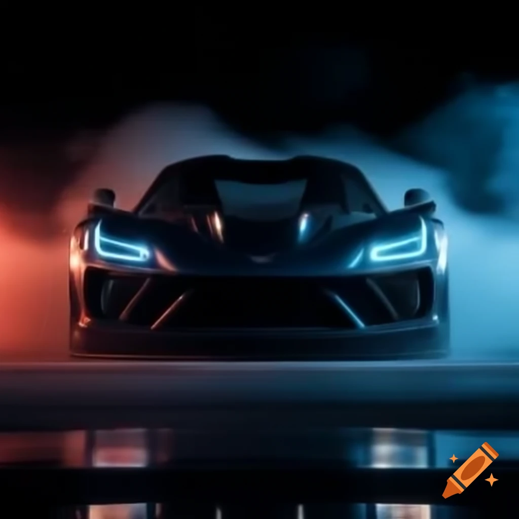 Photorealistic portrait of a sleek sports car with led headlights and ...