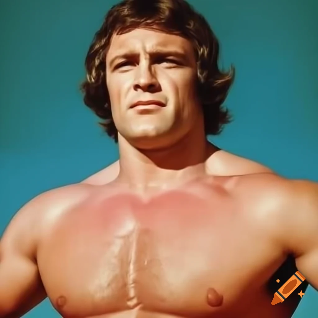 Detailed chest-high portrait of a European pro wrestler in retro style ...