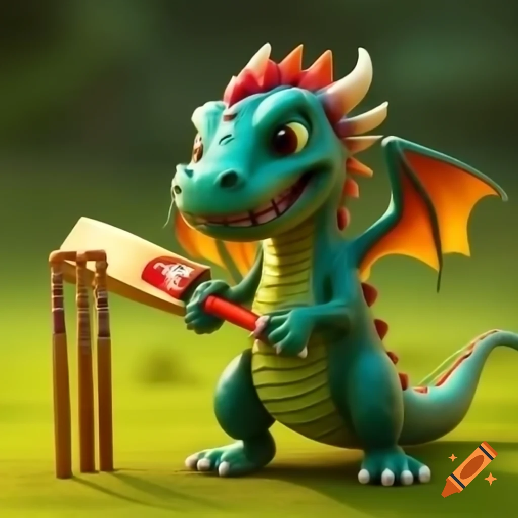 Dragon playing cricket on Craiyon