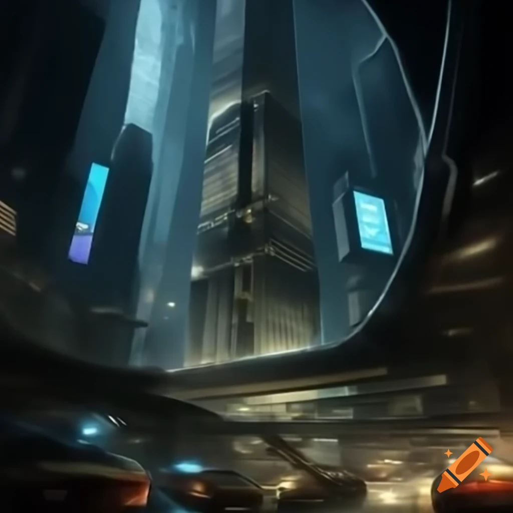 Blade runner city at night with megastructure and flying cars on Craiyon