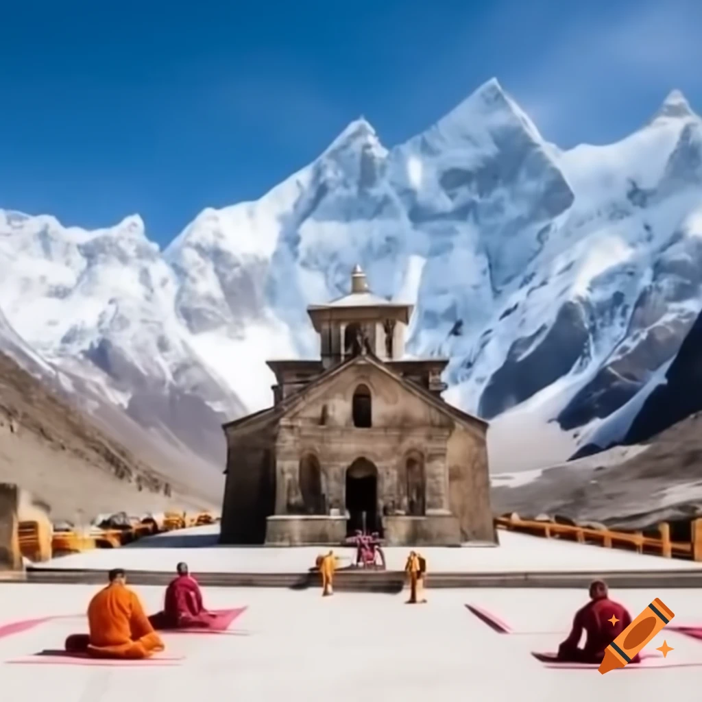 Ancient monastery in snowy Himalayas with monks meditating on Craiyon