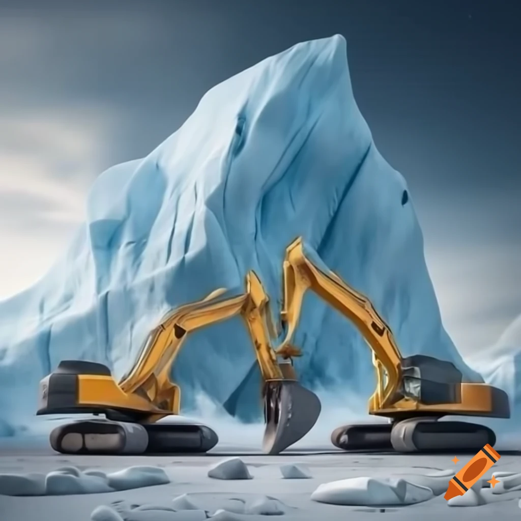 Colossal yellow excavators shaping rock for luxury resort with ...