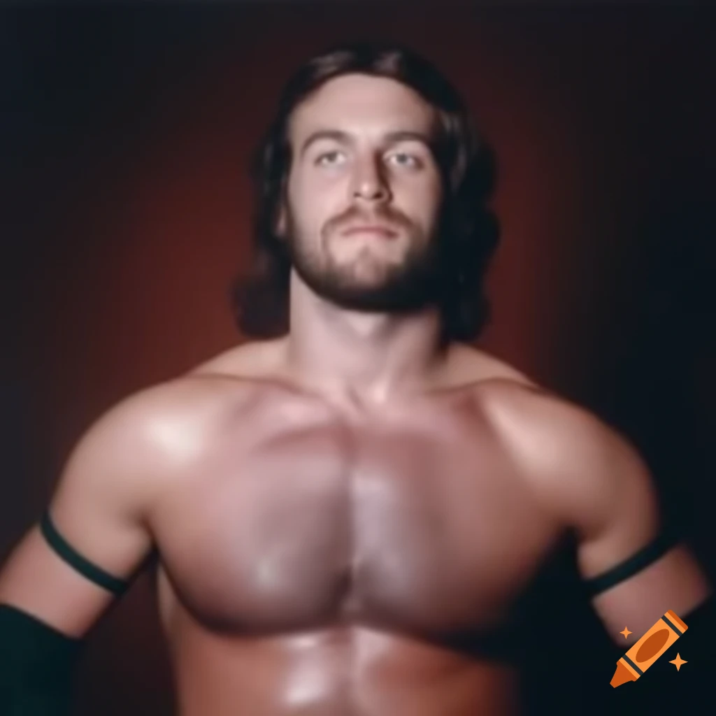 Detailed chest-high portrait of a European pro wrestler in retro style ...