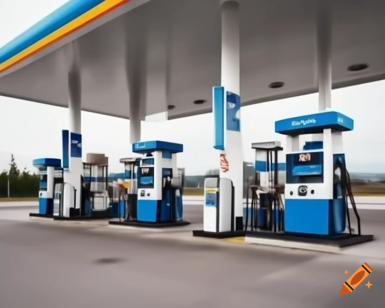 Blueprint design of a fuel station layout on a large land area on Craiyon