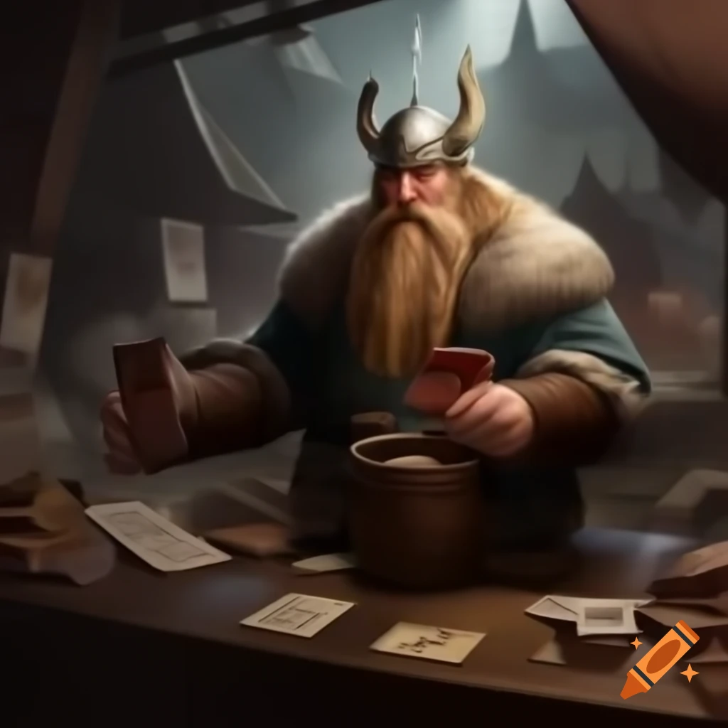 Viking fantasy merchant crossroads with market stalls and Eldritch ...