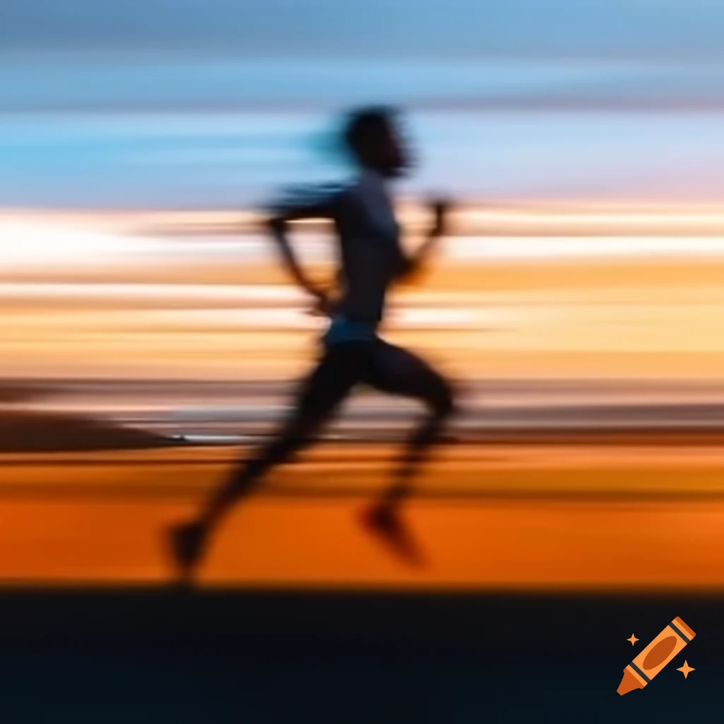 Lone runner in motion against vibrant landscape showcasing athleticism ...