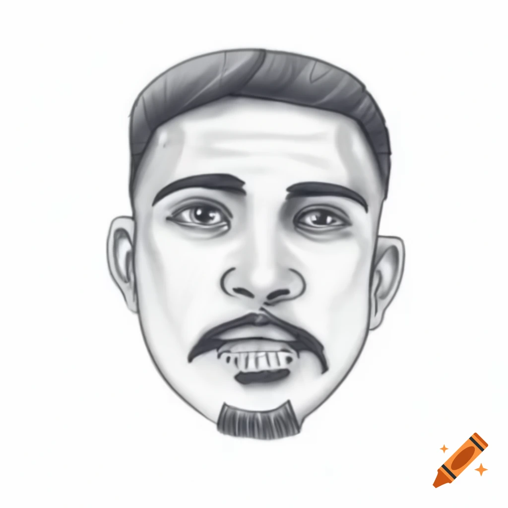 Detailed pencil sketch of a man's face resembling a police identikit on ...