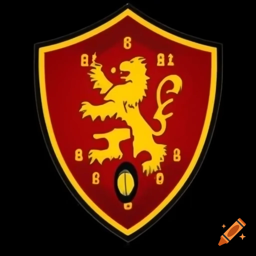 Rugby team logo featuring Belgium lion with rugby ball in shield on Craiyon