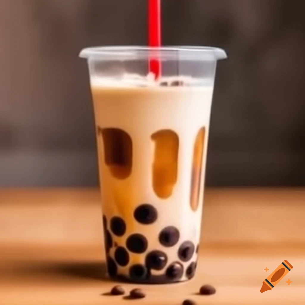 Delicious boba tea topped with abundant tapioca pearls on Craiyon