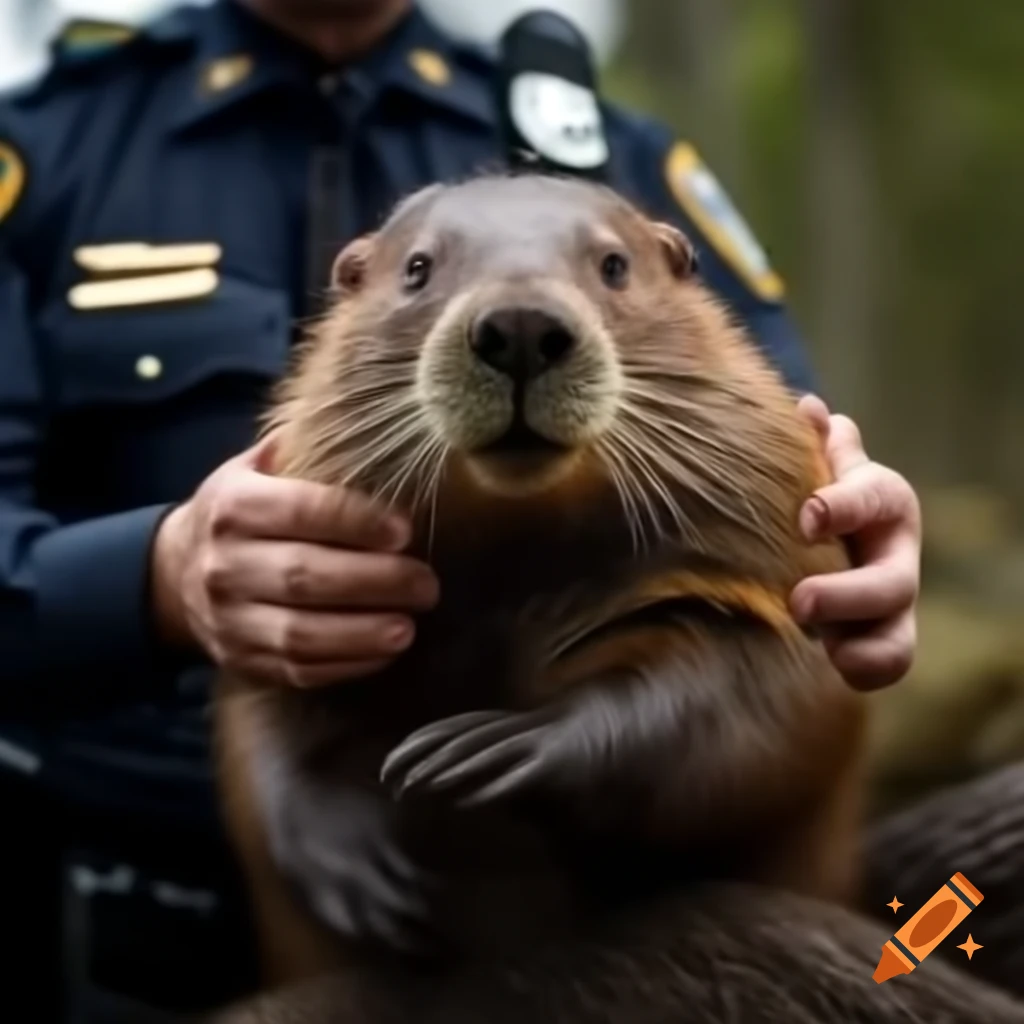 Customs officer handing over a beaver in customs building on Craiyon