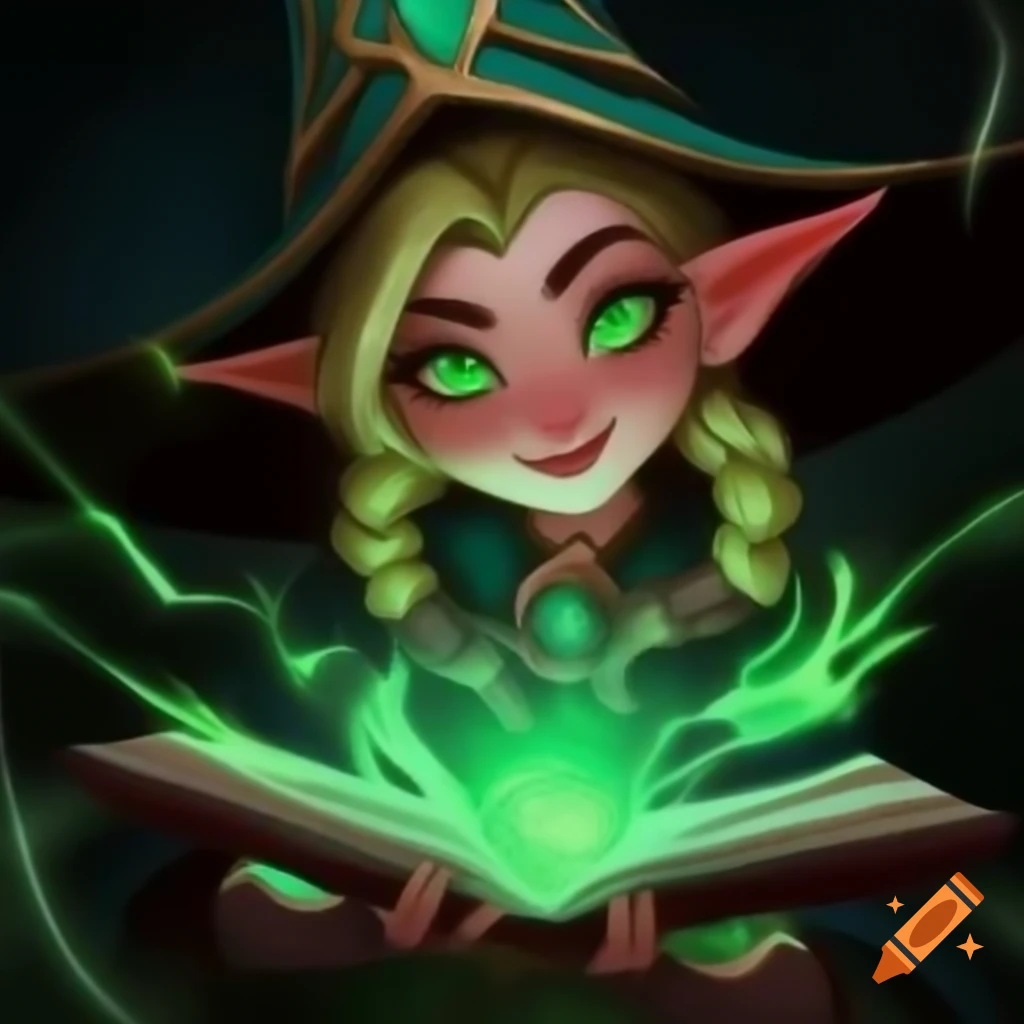 Whimsical gnome mage casting spells from levitating spellbook on Craiyon