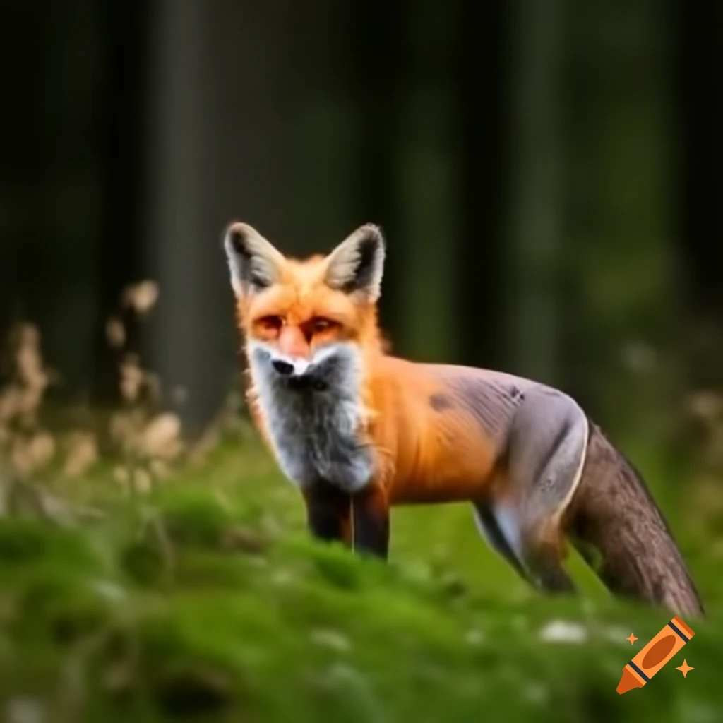 Naturally photographed fox in the forest on Craiyon