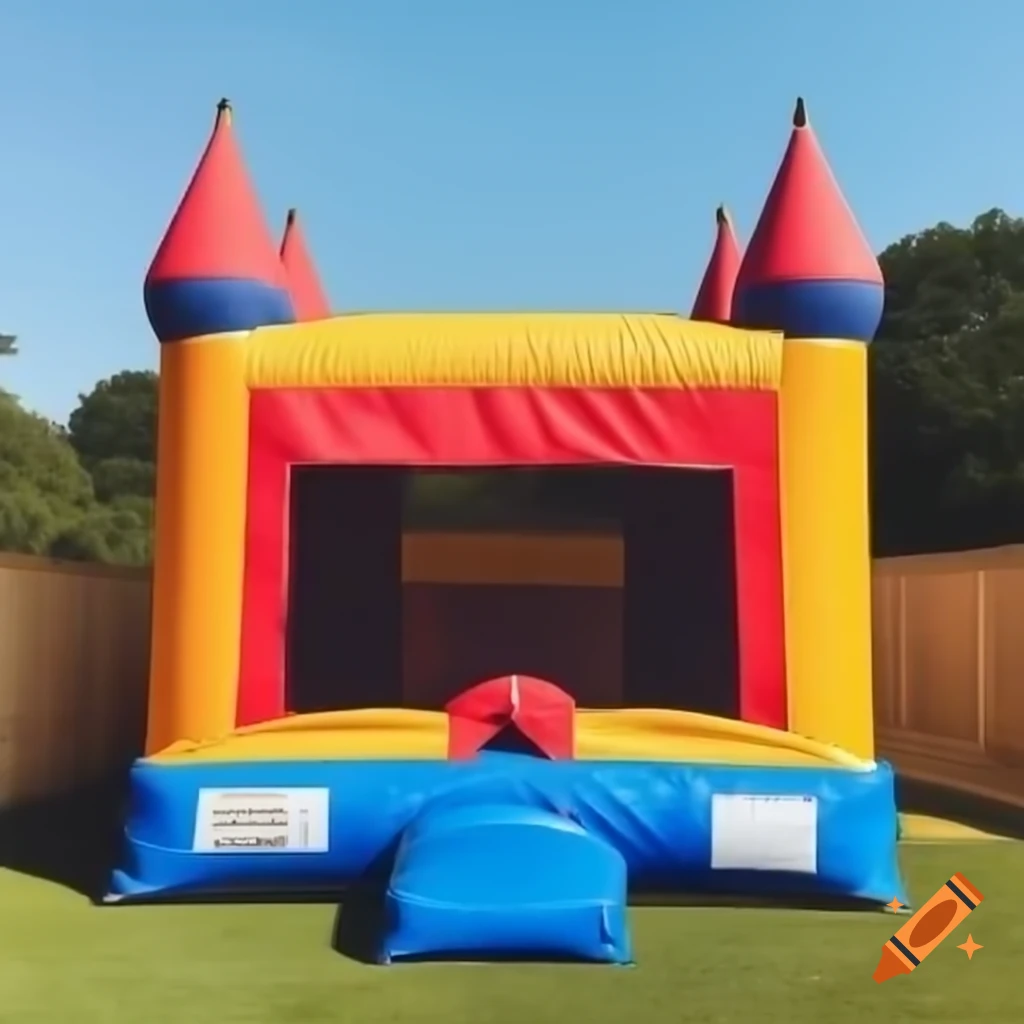 Bounce house rental company sign indicating open on Craiyon