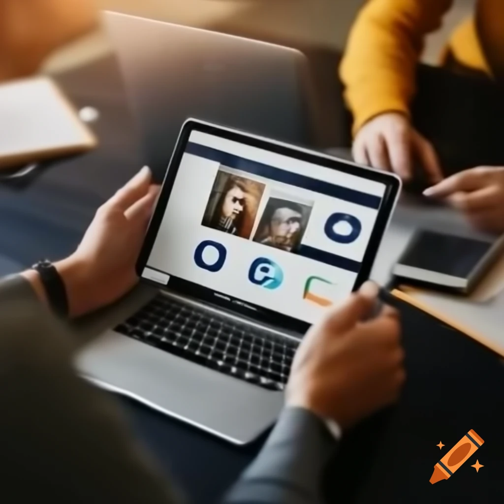 People collaborating on wordpress website using laptops on Craiyon