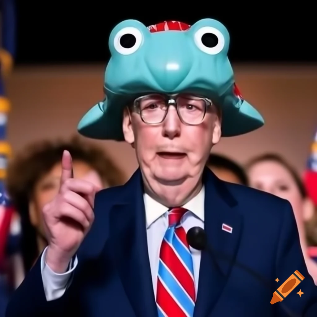 Senator Mitch McConnell delivering speech in turtle-shaped US flag ...