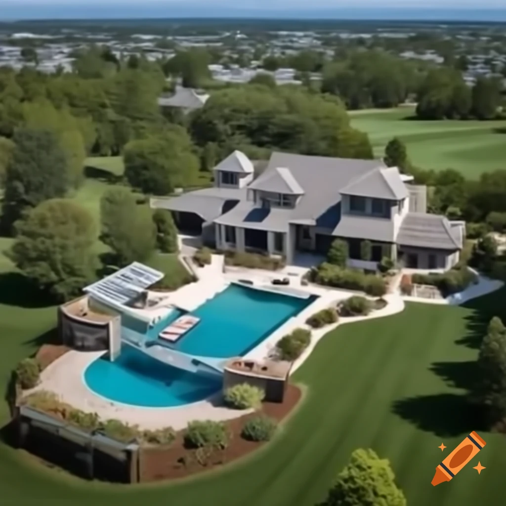 Luxury house with helicopter landing area, football field, and large ...