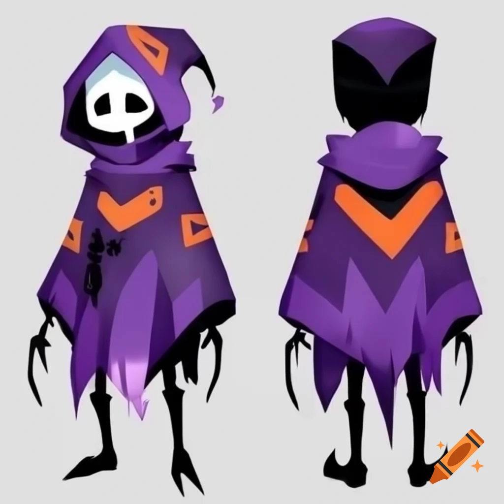 Small skeleton character in purple robe with geometric patterns ...