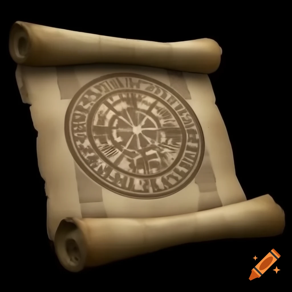 Highly detailed ancient Scandinavian scroll with aged parchment and ...