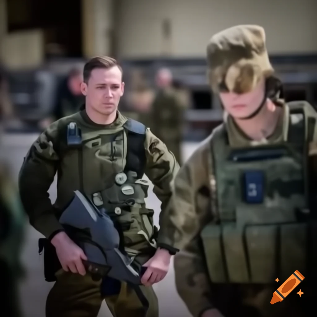 Young soldier with captain in military setting on Craiyon