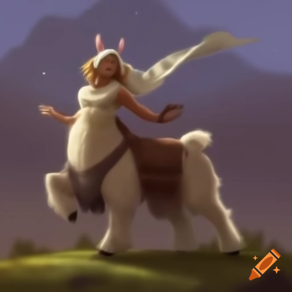 Mythical creature combining llama and centaur features on Craiyon